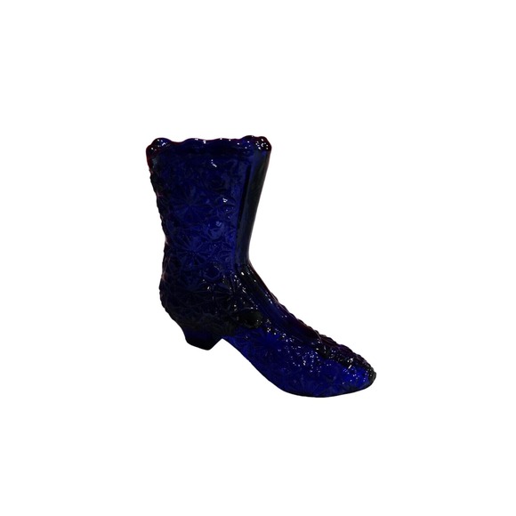 Fenton | Accents | Vintage Fenton Daisy Button Cobalt Blue Glass Boot ...